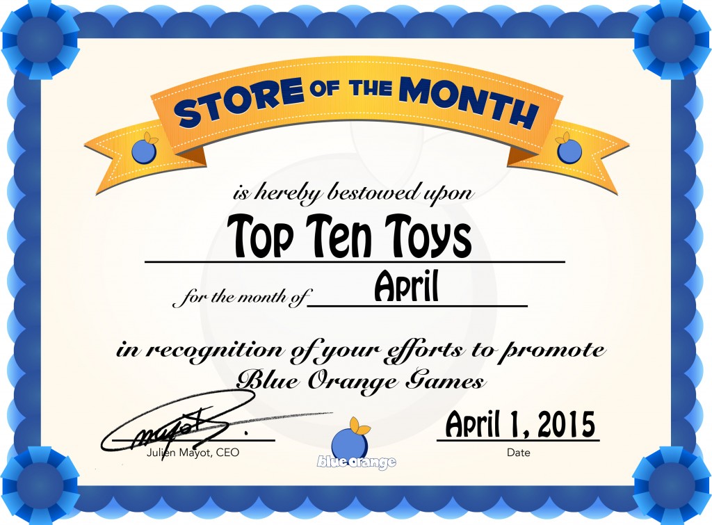 Top Ten Toys - April Blue Orange Store of the Month